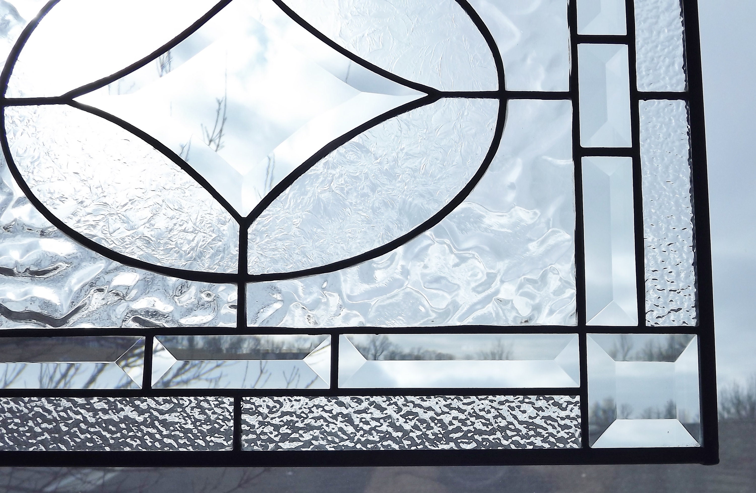 Star Bevel With Clear Textures Stained Glass Panel, Clear Beveled Glass ...