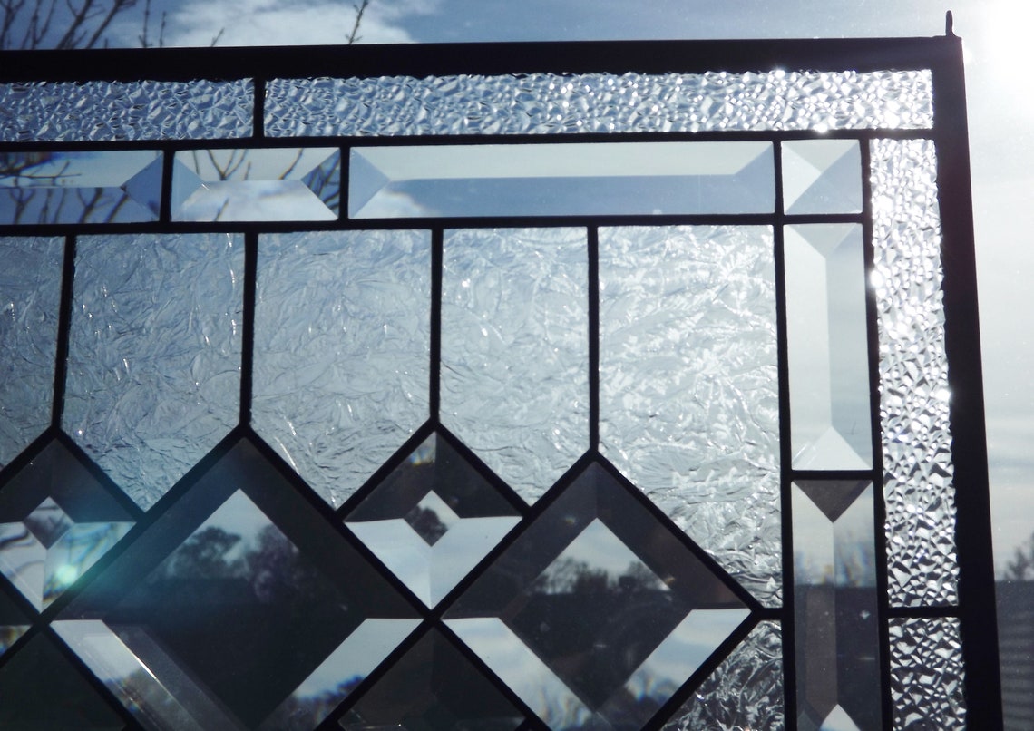 Diamond Bevel Array, Stained Glass Panel, Clear Beveled Glass Clear ...