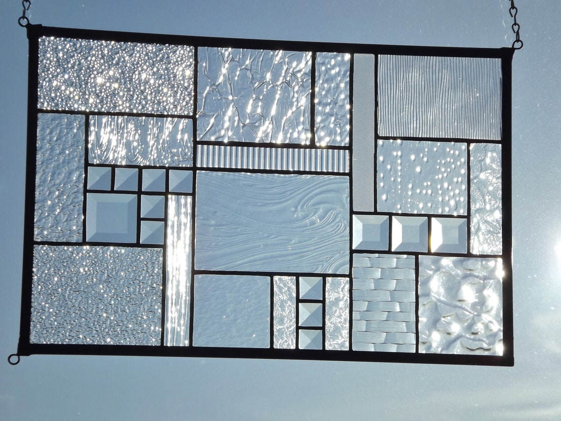 Geométrico con vidrio texturizado claro, panel de vidrieras, vidrio ...