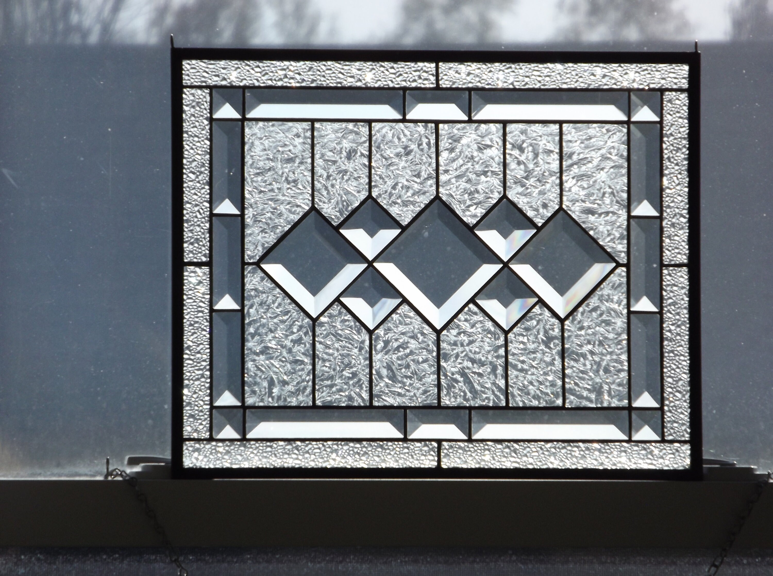 Diamond Bevel Array, Stained Glass Panel, Clear Beveled Glass Clear ...