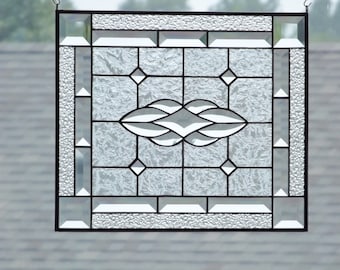 Stained Glass Panel, Clear Textured Glass With Bevels, Clear Beveled ...