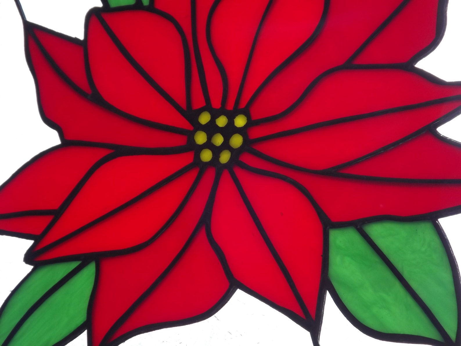 Poinsettia Stained Glass Panel, Stained Glass, Clear Textured Glass ...