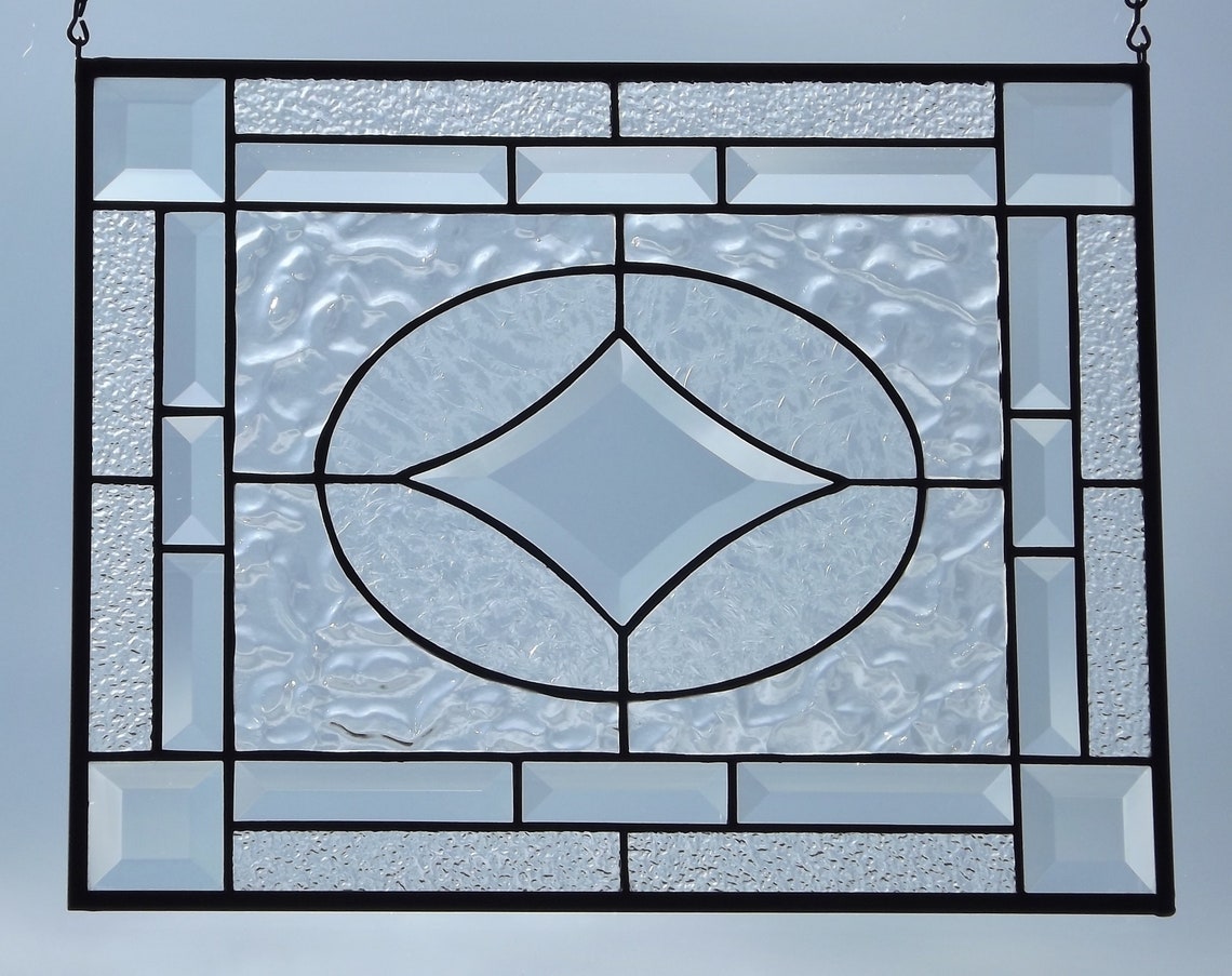 Star Bevel With Clear Textures Stained Glass Panel, Clear Beveled Glass ...