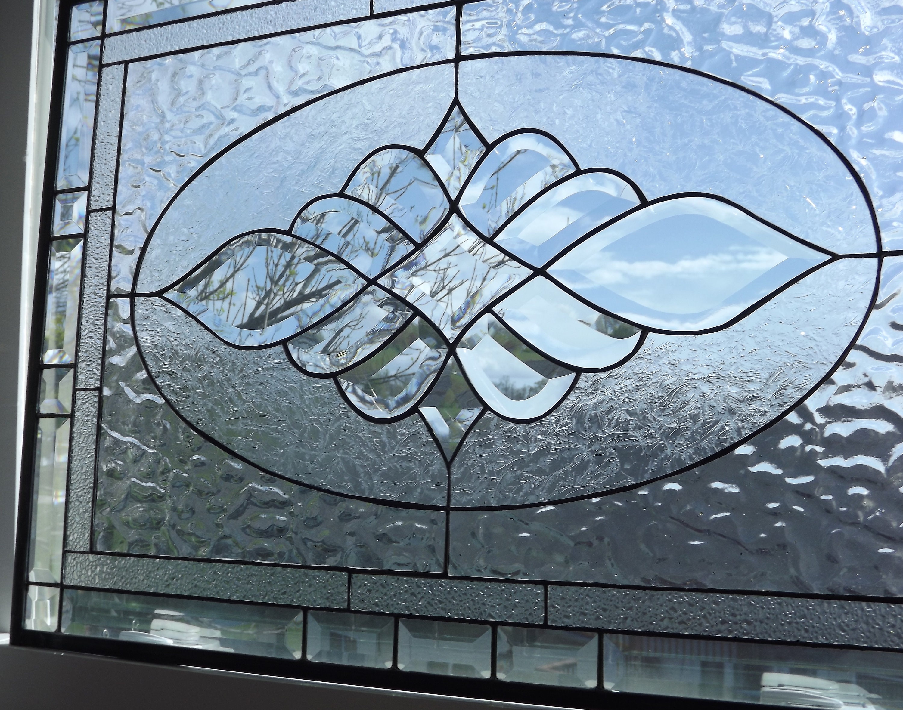 Large Bevel Cluster With Clear Textured Glass, Clear Beveled Glass ...