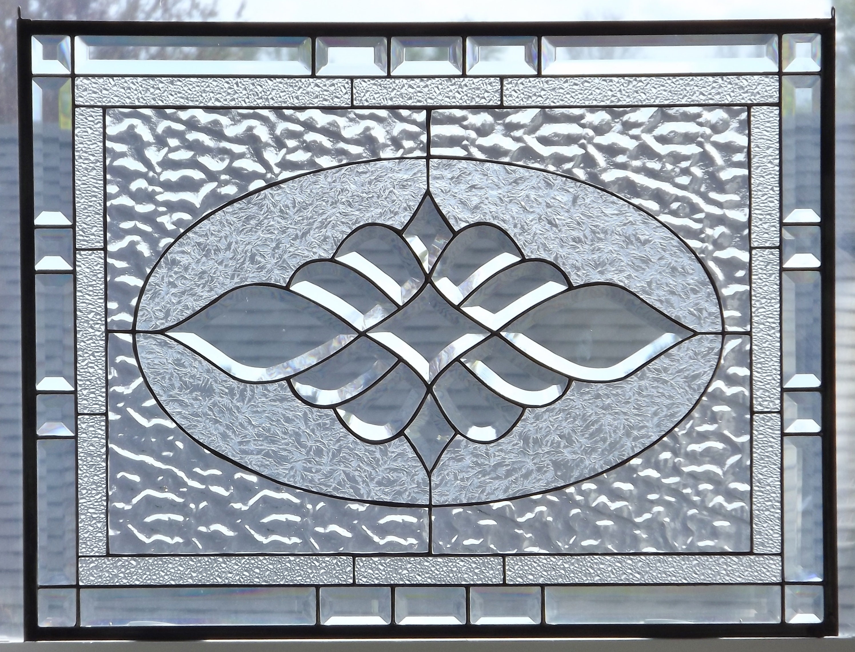 Large Bevel Cluster With Clear Textured Glass, Clear Beveled Glass ...
