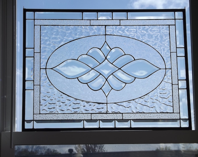 Large Bevel Cluster With Clear Textured Glass, Clear Beveled Glass ...