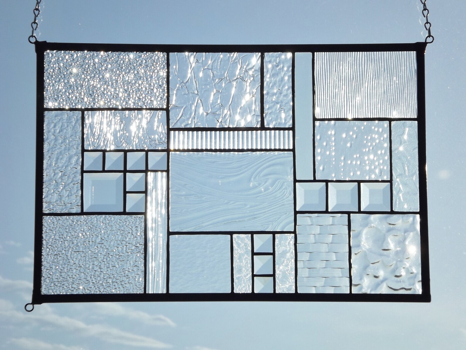 Geométrico con vidrio texturizado claro, panel de vidrieras, vidrio ...