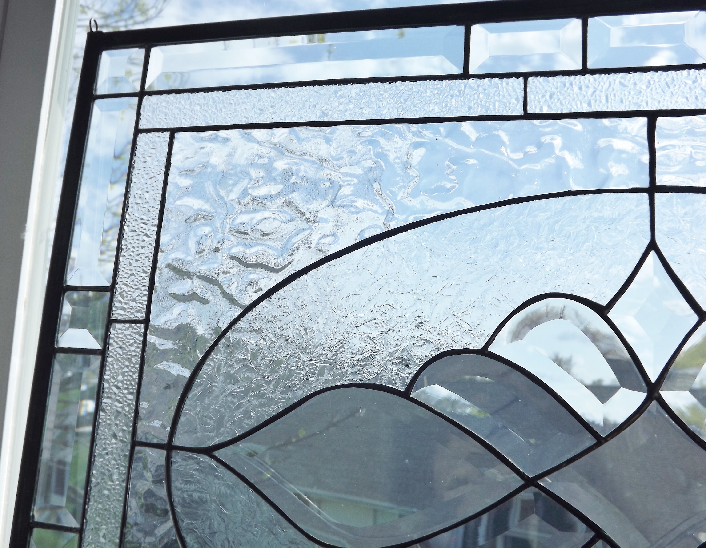 Large Bevel Cluster With Clear Textured Glass, Clear Beveled Glass ...