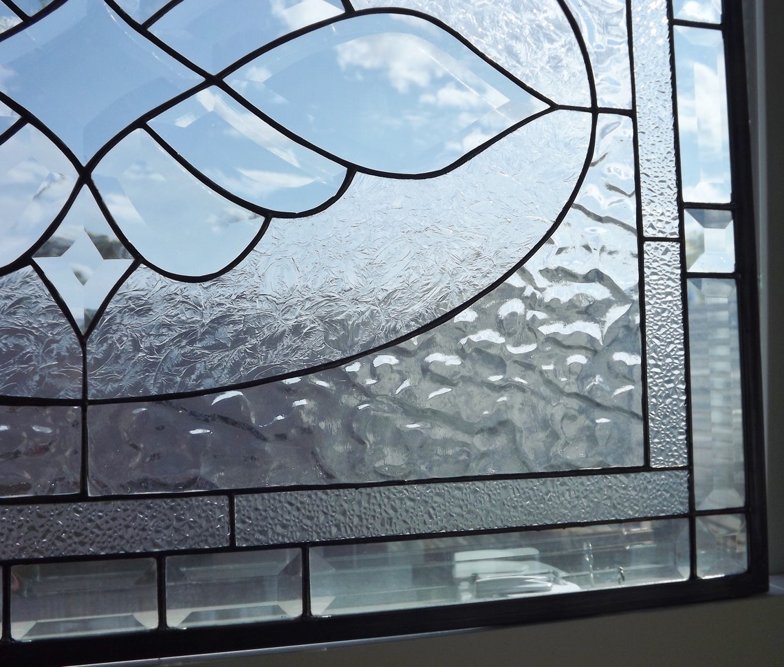 Large Bevel Cluster With Clear Textured Glass, Clear Beveled Glass ...