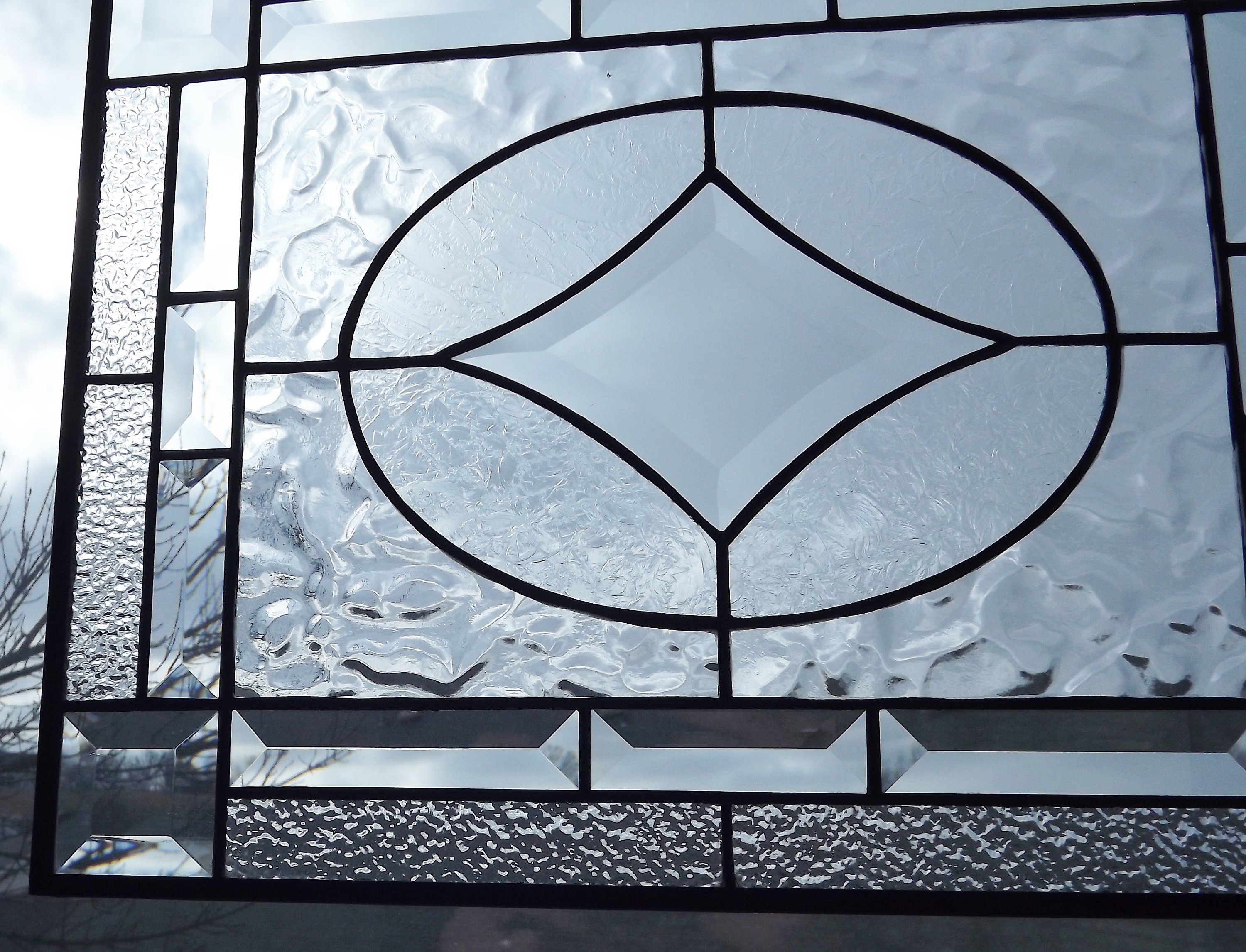 Star Bevel With Clear Textures Stained Glass Panel, Clear Beveled Glass ...