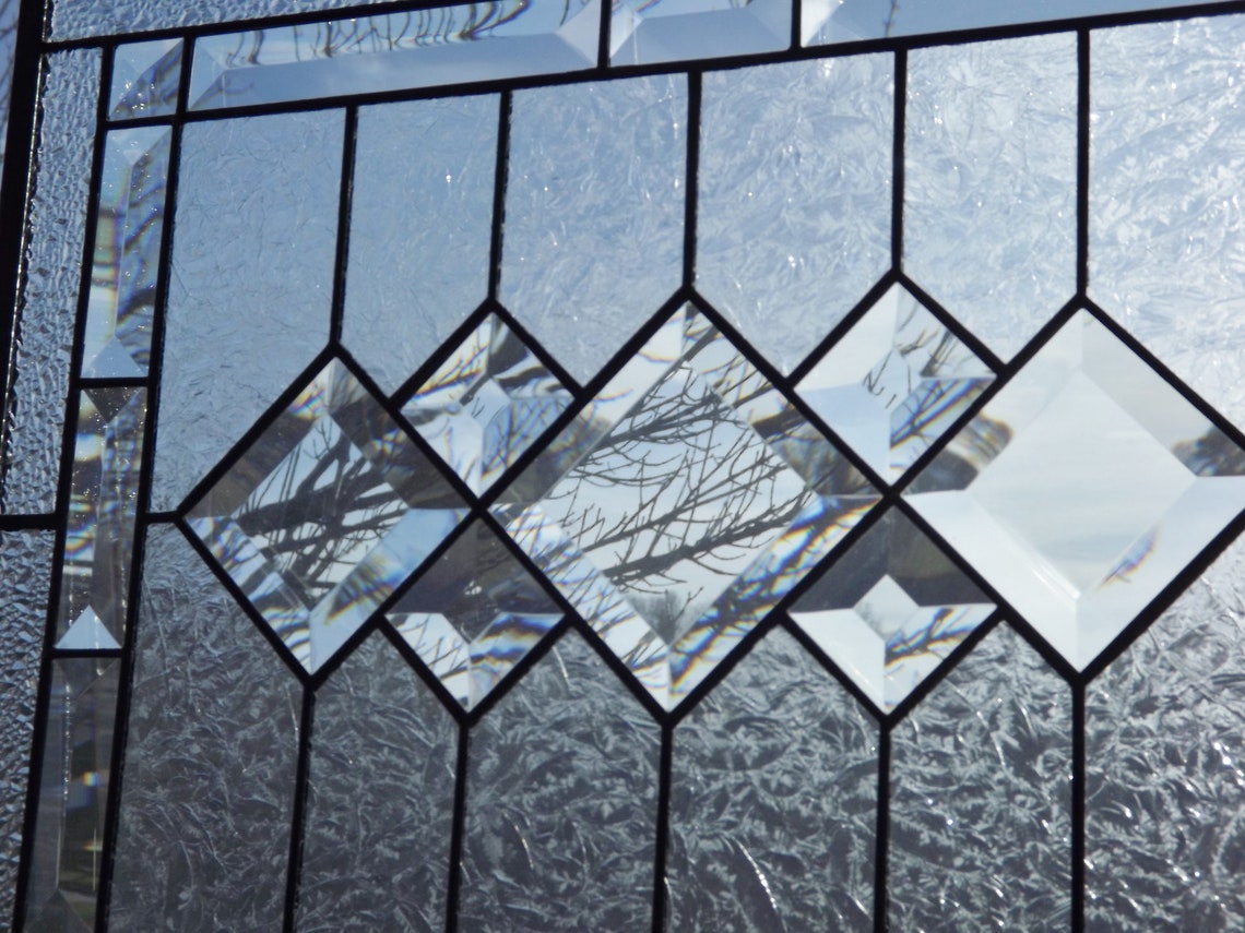 Diamond Bevel Array, Stained Glass Panel, Clear Beveled Glass Clear ...