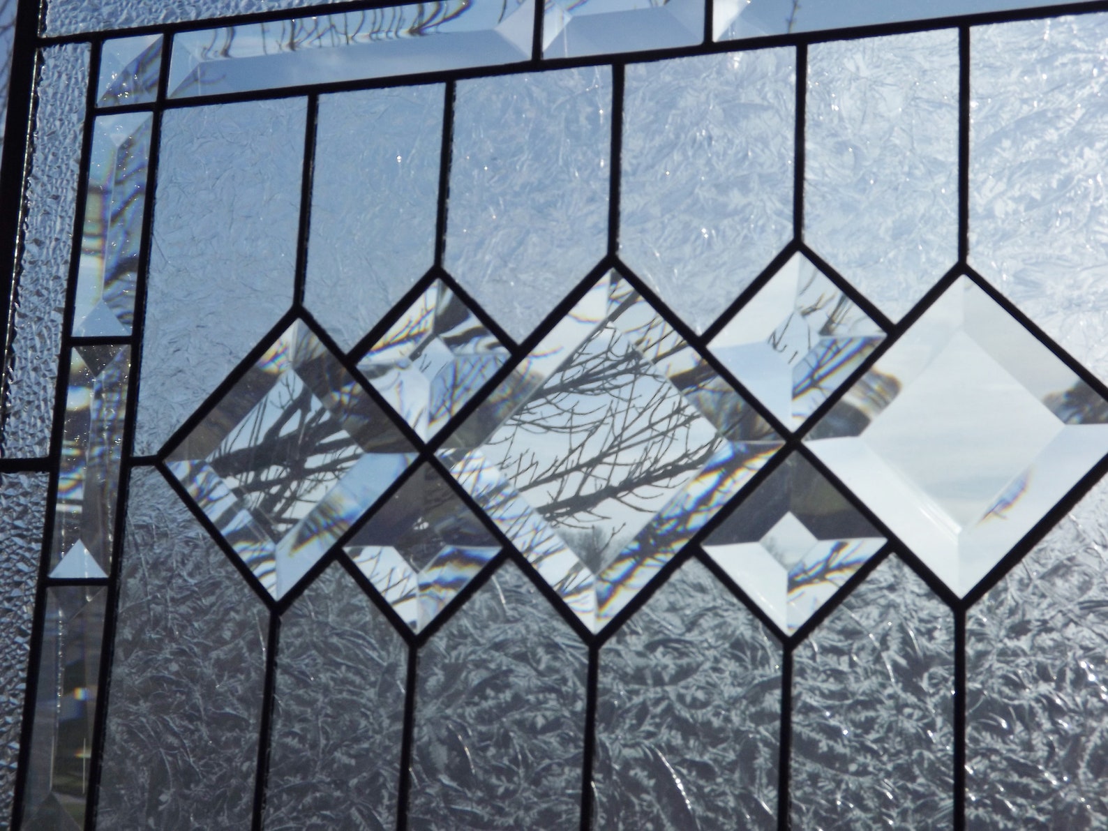Diamond Bevel Array, Stained Glass Panel, Clear Beveled Glass Clear ...