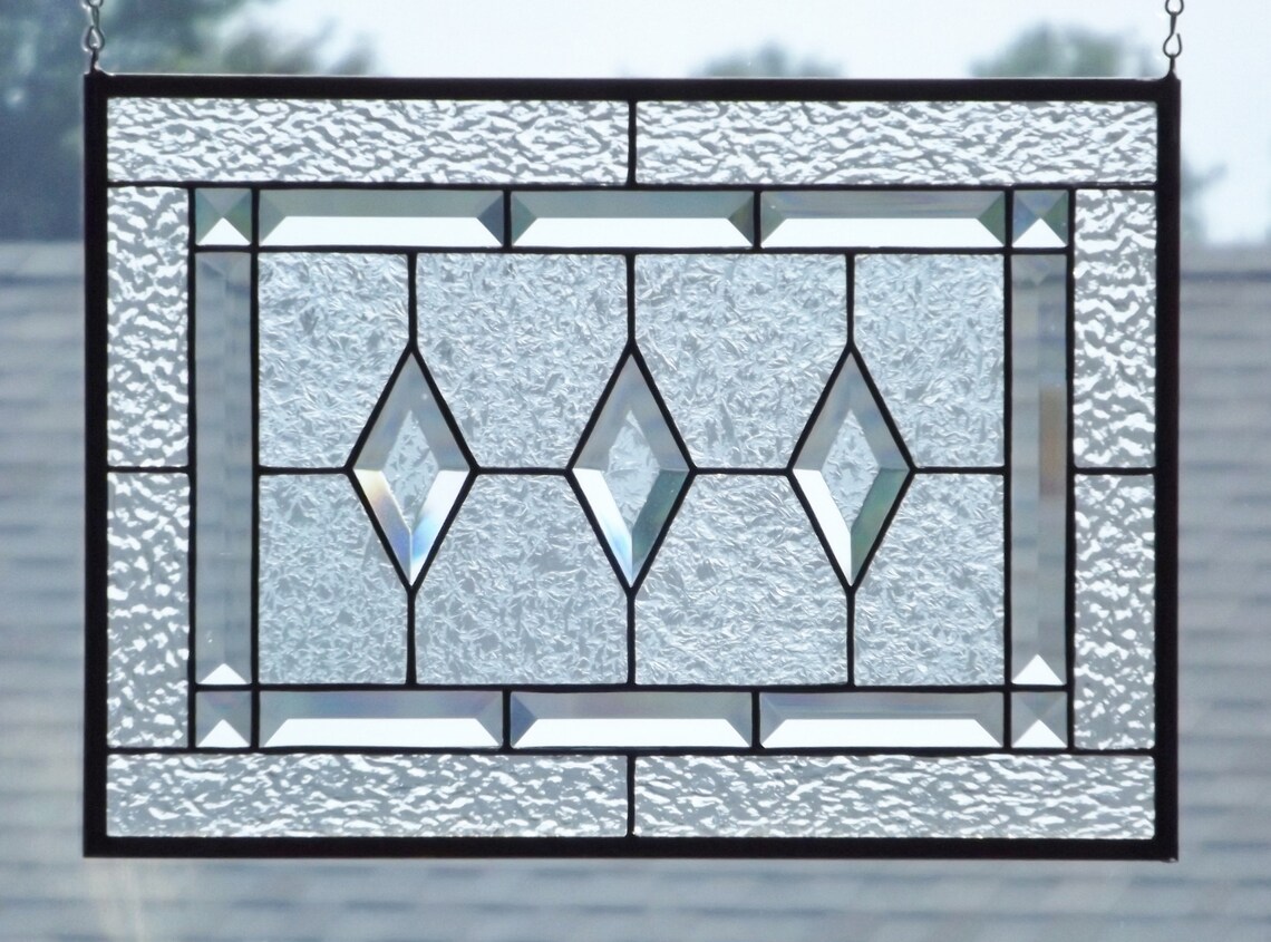 Diamonds with Clear Textures Stained Glass Panel Diamond | Etsy