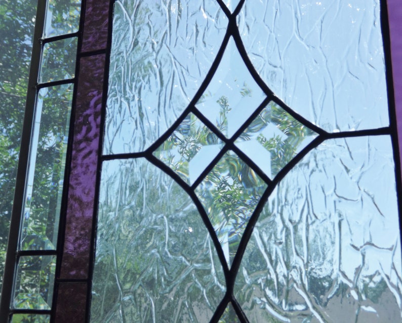 Stained Glass Panel Star and Diamond Bevels Clear Textured - Etsy