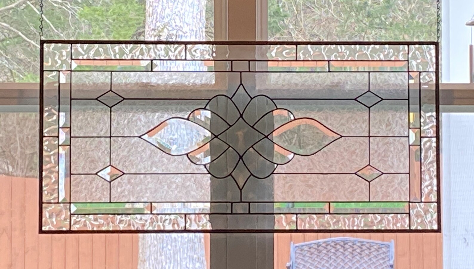 Large Bevel Cluster With Diamonds, Clear Beveled Glass, Clear Textured ...