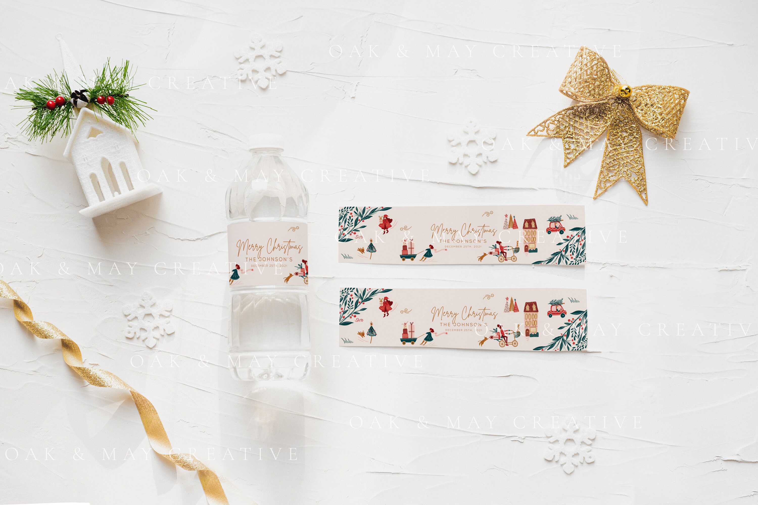 Christmas Water Bottle Label Mockup Water Bottle Mockup - Etsy