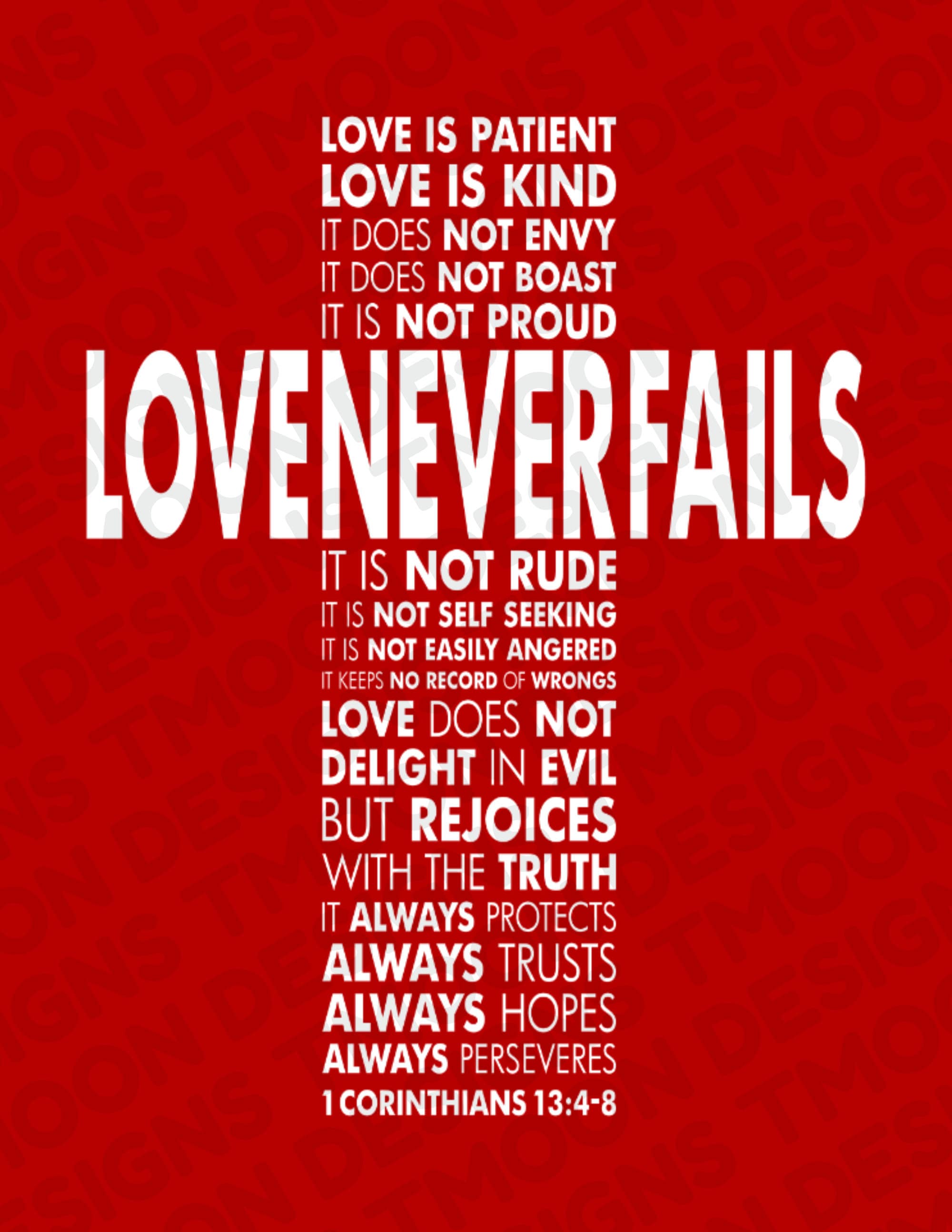 Love Never Fails 1 Corinthians 13 Digital Download Poster | Etsy