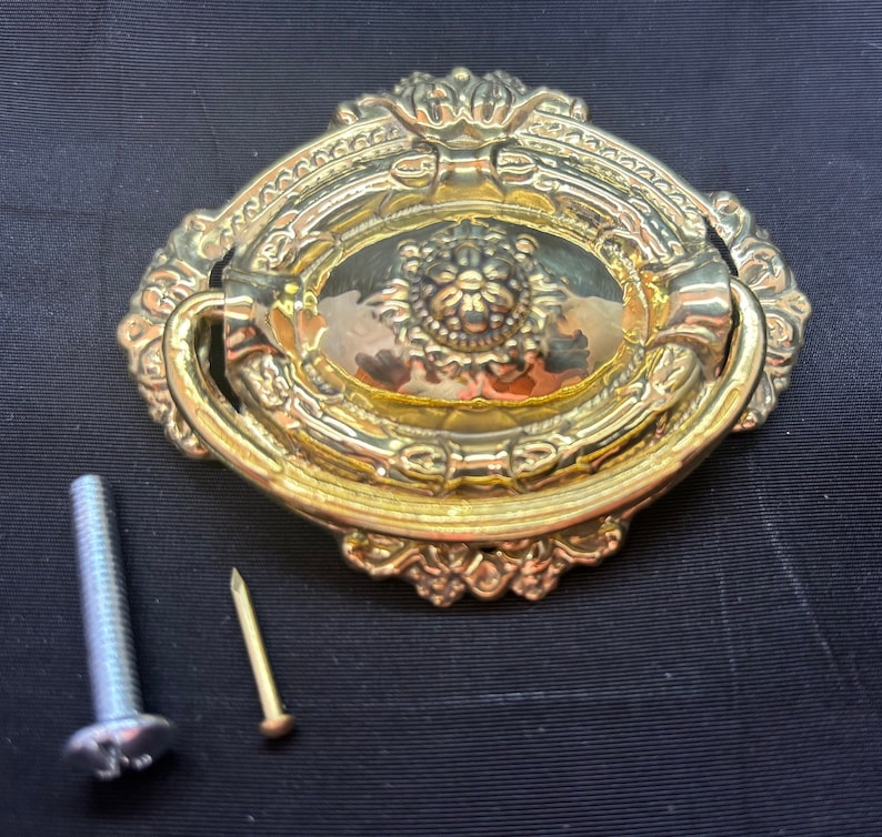 Brass Colonial Revival or Depression Era Pull With Single Mounting Post ...