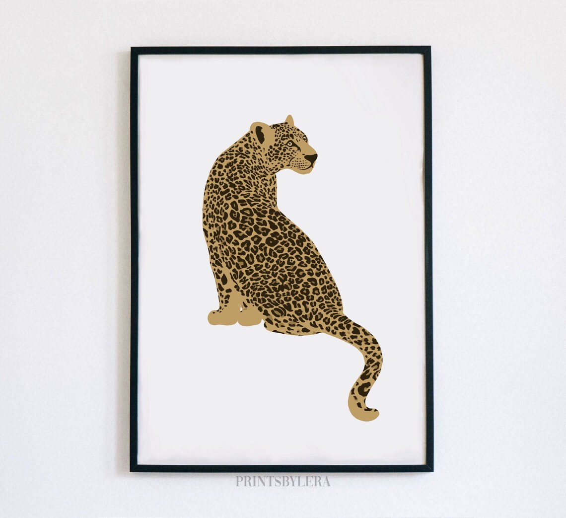 Minimalist Leopard Wall Decor Art Print Tropical Jungle Simplistic Home ...