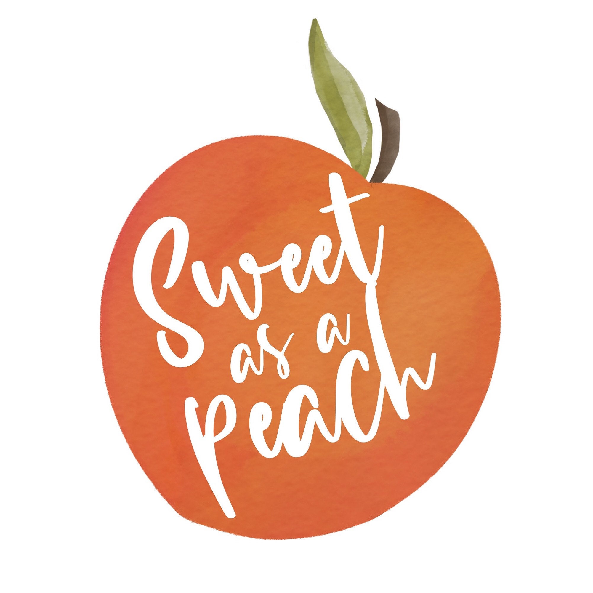 Sweet as A Peach Minimalist Typography Quote Wall Art Print Fruit ...