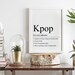 Kpop Definition Art Print Dictionary Page Style Home Decor Poster ...