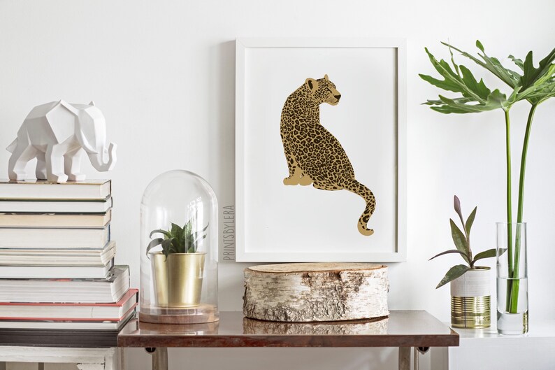 Minimalist Leopard Wall Decor Art Print Tropical Jungle Simplistic Home ...