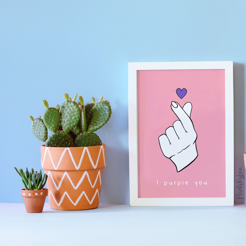 I Purple You | BTS | Kpop I Love You / Borahae Finger Heart Hand ...
