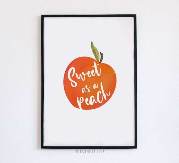 Sweet as A Peach Minimalist Typography Quote Wall Art | Etsy