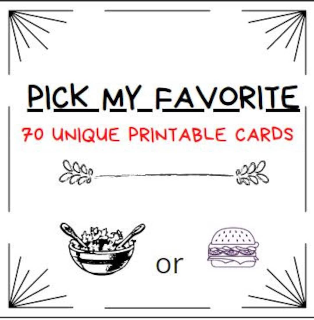 Printable Game - Pick My Favorite, Pick My Favorite Printable Game ...