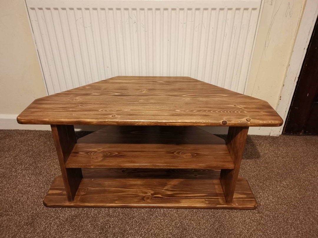 Hand Made Rustic Corner TV Stand. - Etsy