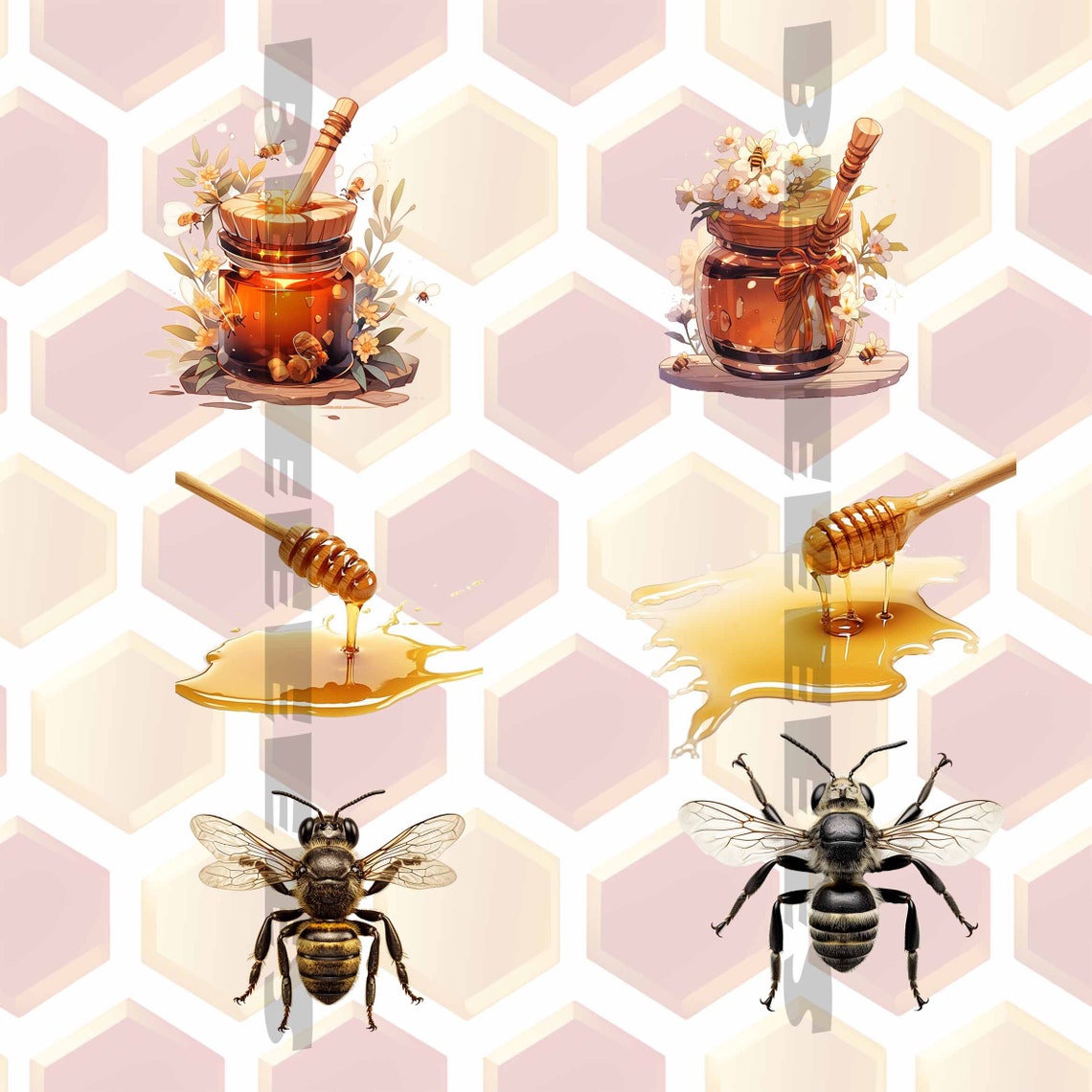 Bee Clipart, Bees Clipart, Honey Bee PNG, Commercial Use, Transparent ...