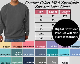 Semi-editable Comfort Colors 1566 Size + Color Chart • Comfort Colors ...