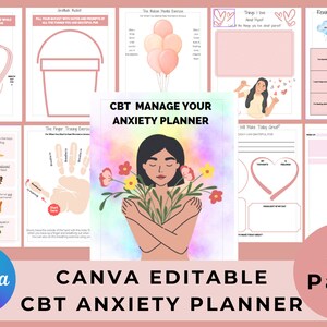Canva Planner Template Editable CBT Anxiety Workbook CBT Worksheets DBT ...
