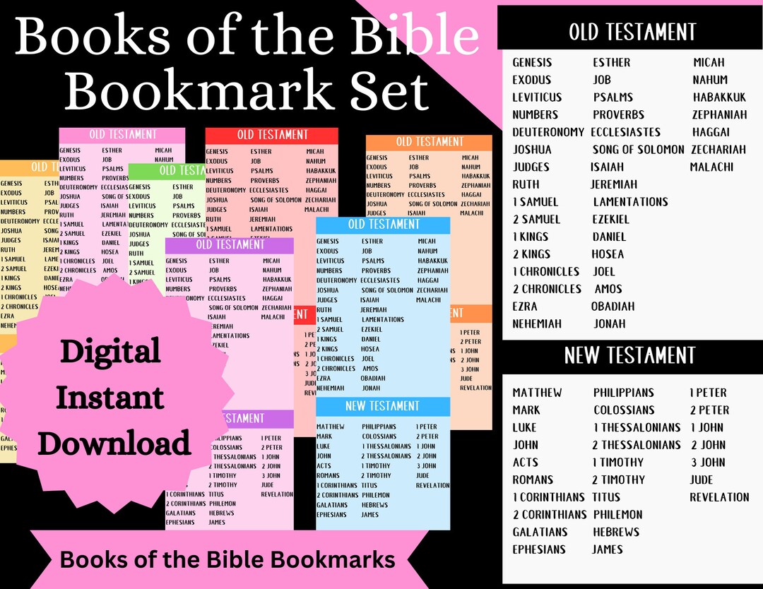 Books of the Bible Verse Bookmark Set Church Sunday School Education ...