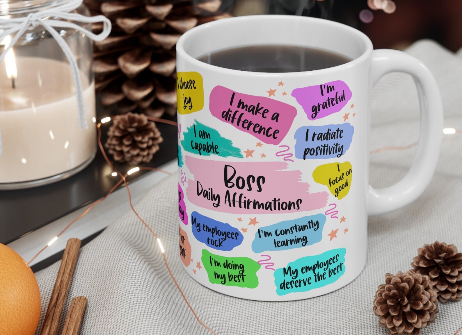 Boss Daily Affirmations Coffee Mug, Positive Affirmations Cup for ...