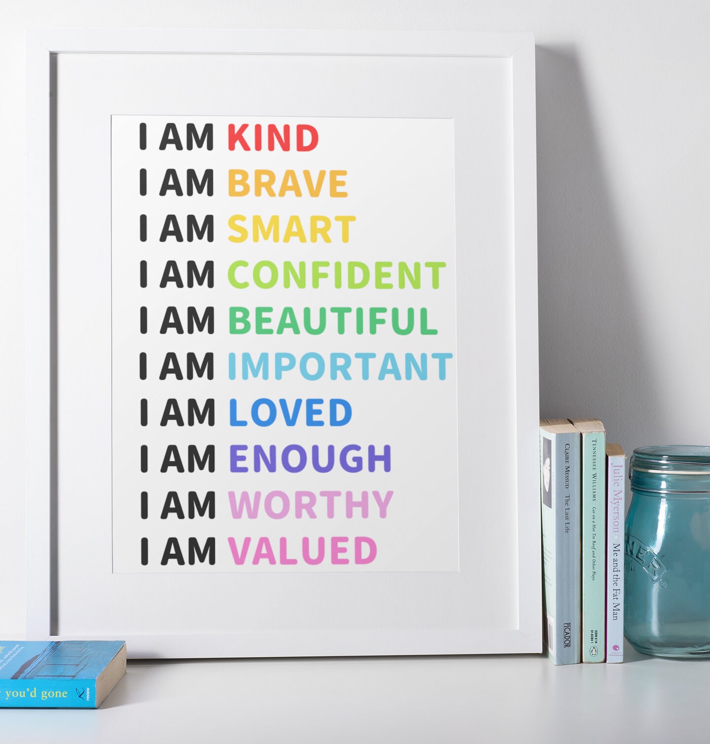 I Am Affirmations Poster, I Am Kind Smart Loved, Wall Affirmations ...