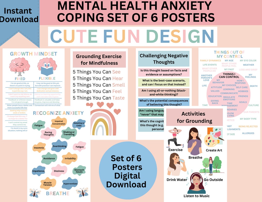 Anxiety Coping Posters Bundle Set of 6 Social Emotional Regulation ...