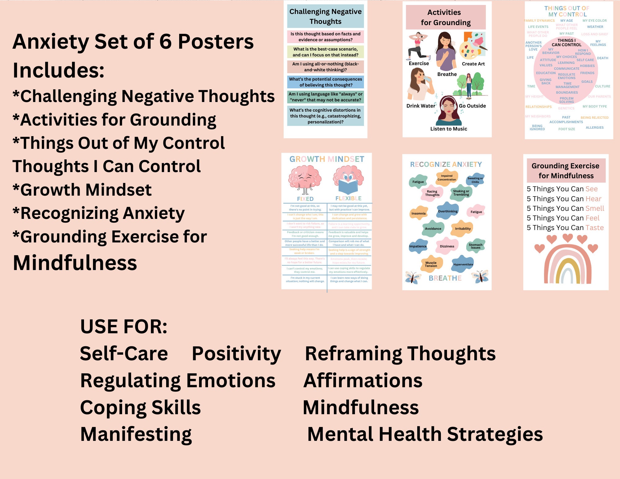Anxiety Coping Posters Bundle Set of 6 Social Emotional - Etsy