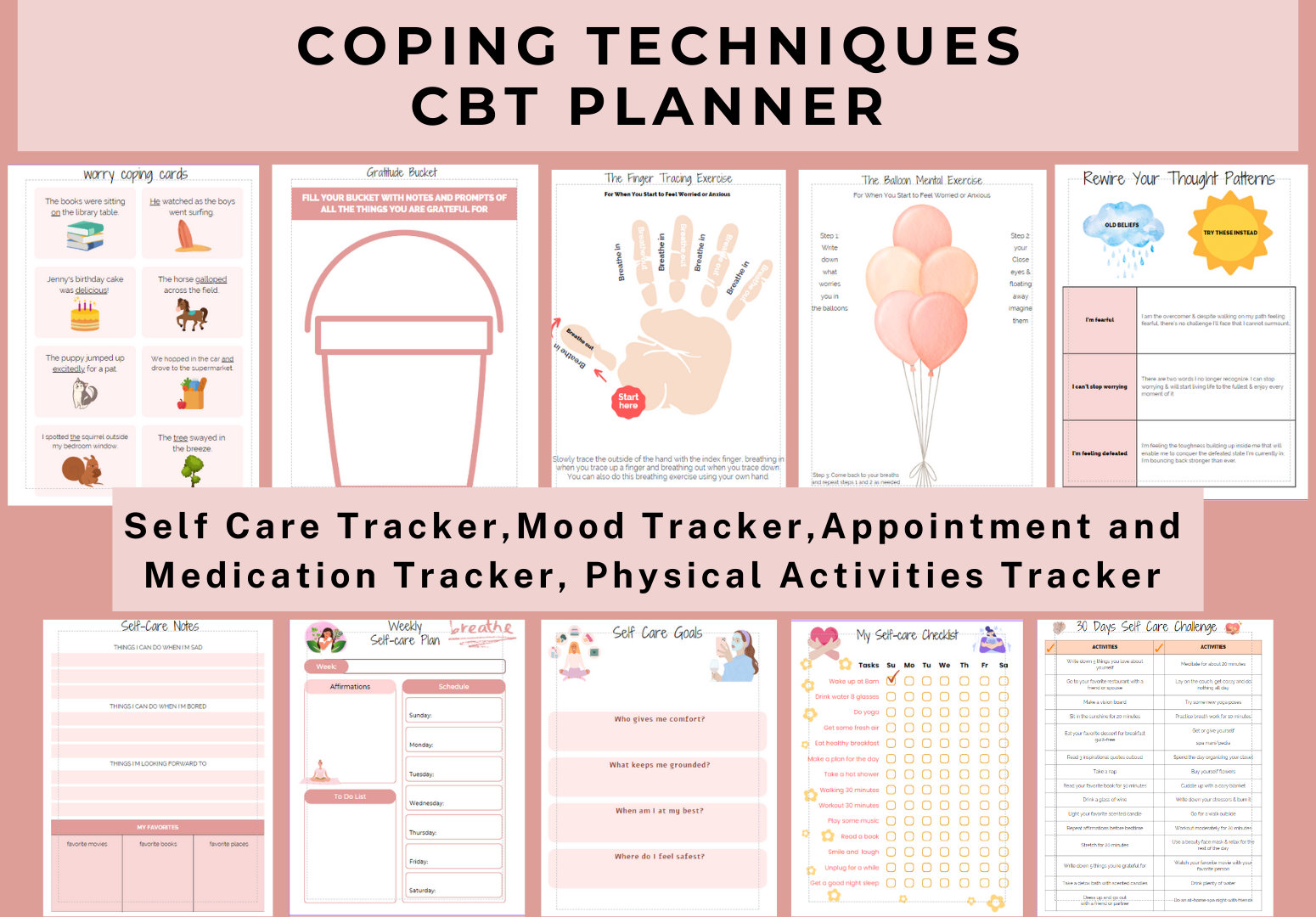 Canva Planner Template Editable CBT Anxiety Workbook CBT Worksheets DBT ...