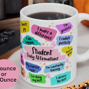 Student Daily Affirmations Coffee Mug, Positive Affirmations Cup for ...