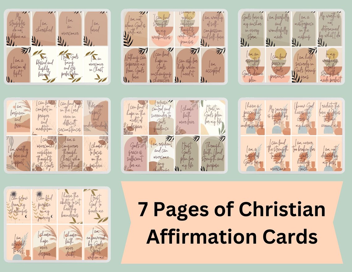 Boho Christian Affirmation Cards Printable Affirmation Deck ...