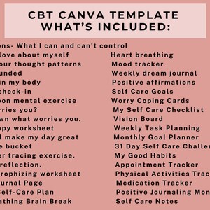 Canva Planner Template Editable CBT Anxiety Workbook CBT Worksheets DBT ...
