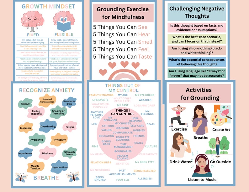 Anxiety Coping Posters Bundle Set of 6 Social Emotional - Etsy