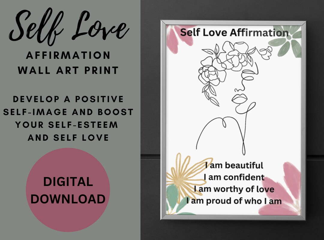 I Am Affirmations Wall Art Self Love Fashion Line Drawing Print Poster ...