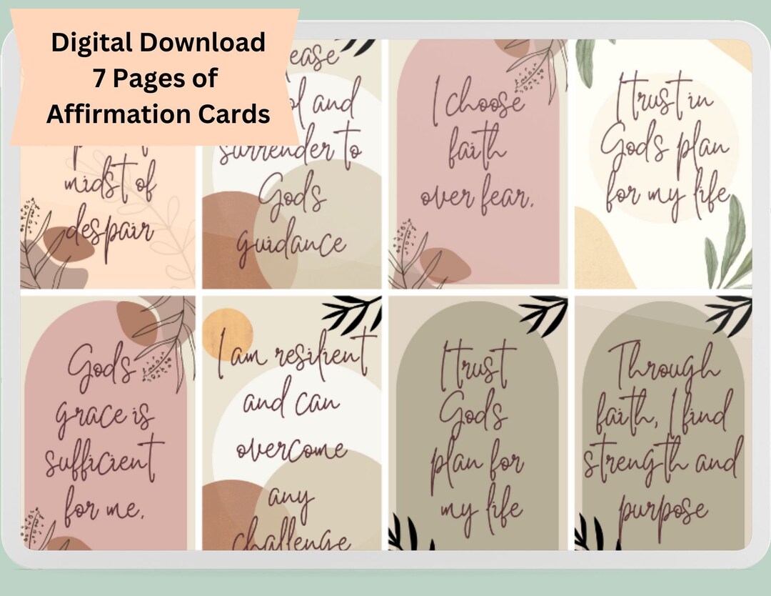 Boho Christian Affirmation Cards Printable Affirmation Deck ...