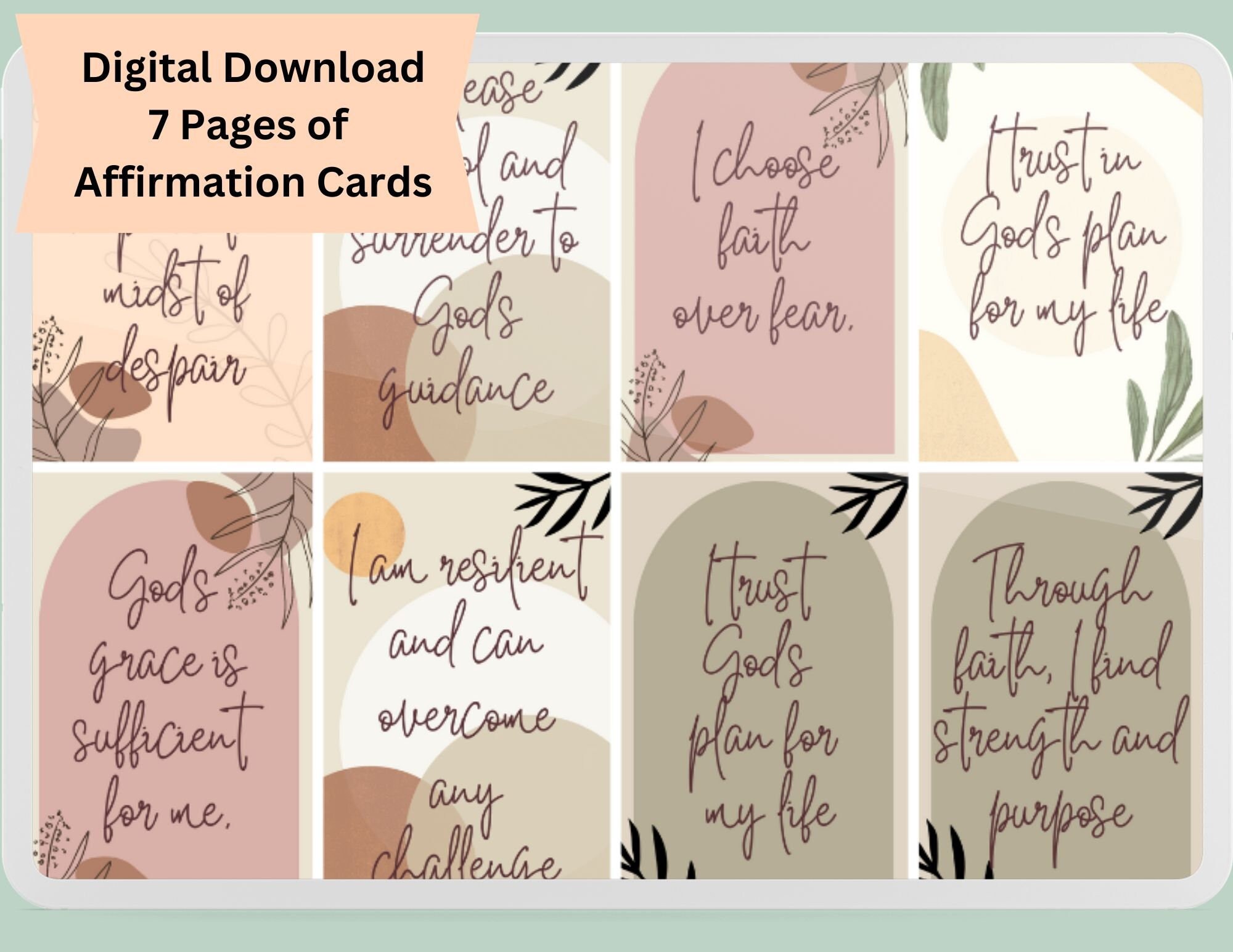 Boho Christian Affirmation Cards Printable Affirmation Deck ...