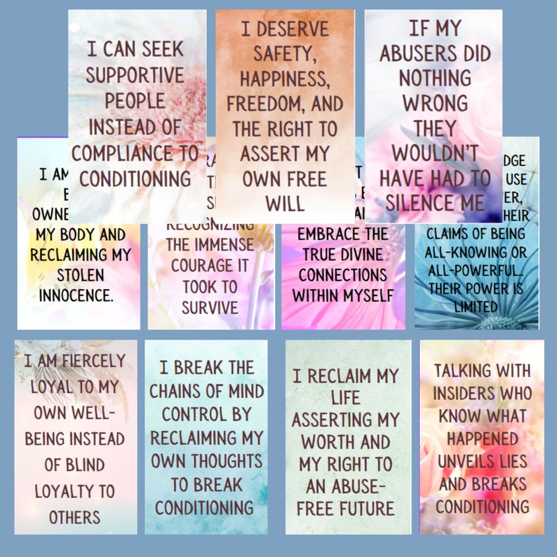 Affirmation Cards for Survivors of Extreme Abuse RA/MCOA Positive ...