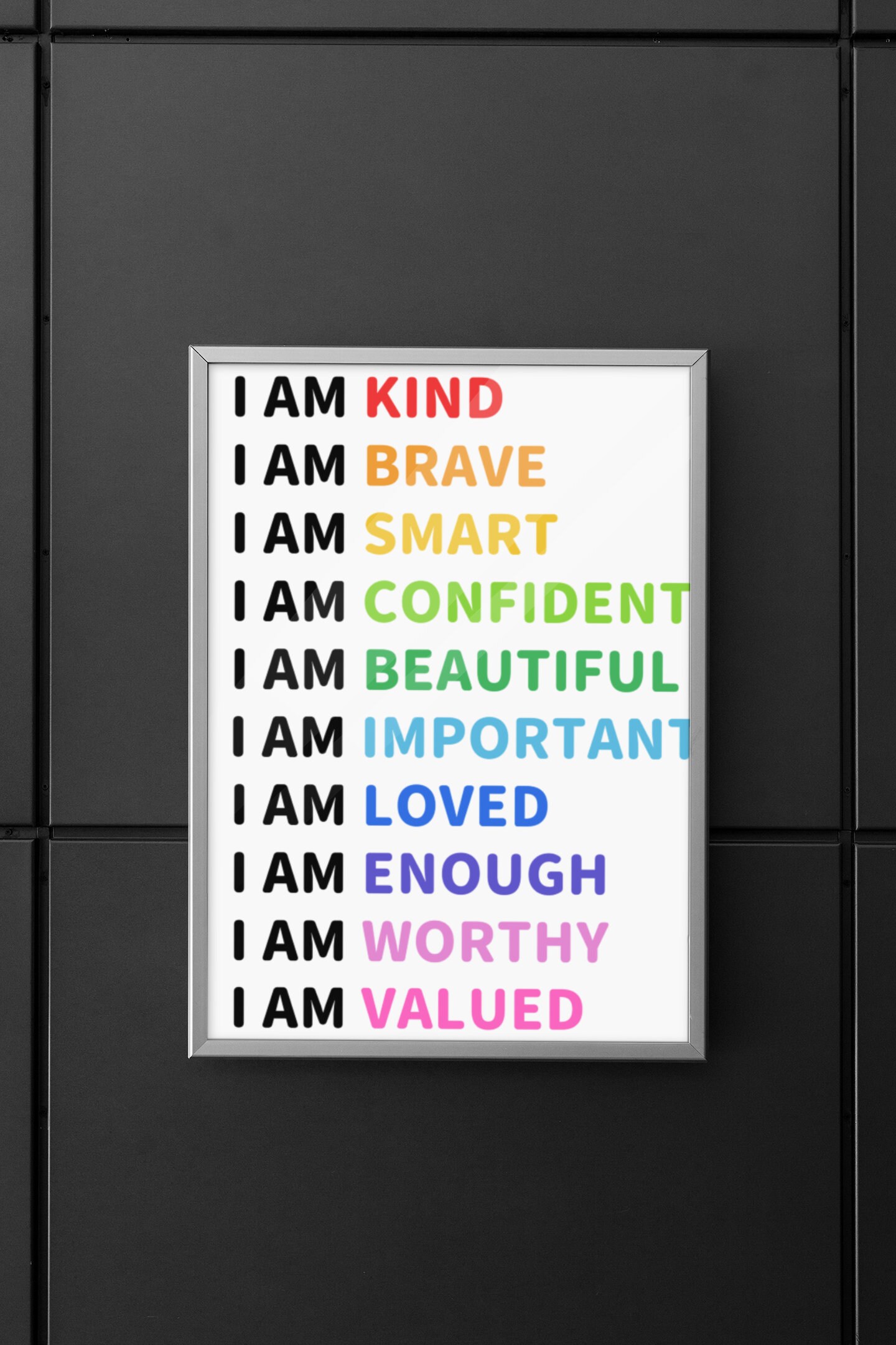 I Am Affirmations Poster, I Am Kind Smart Loved, Wall Affirmations ...