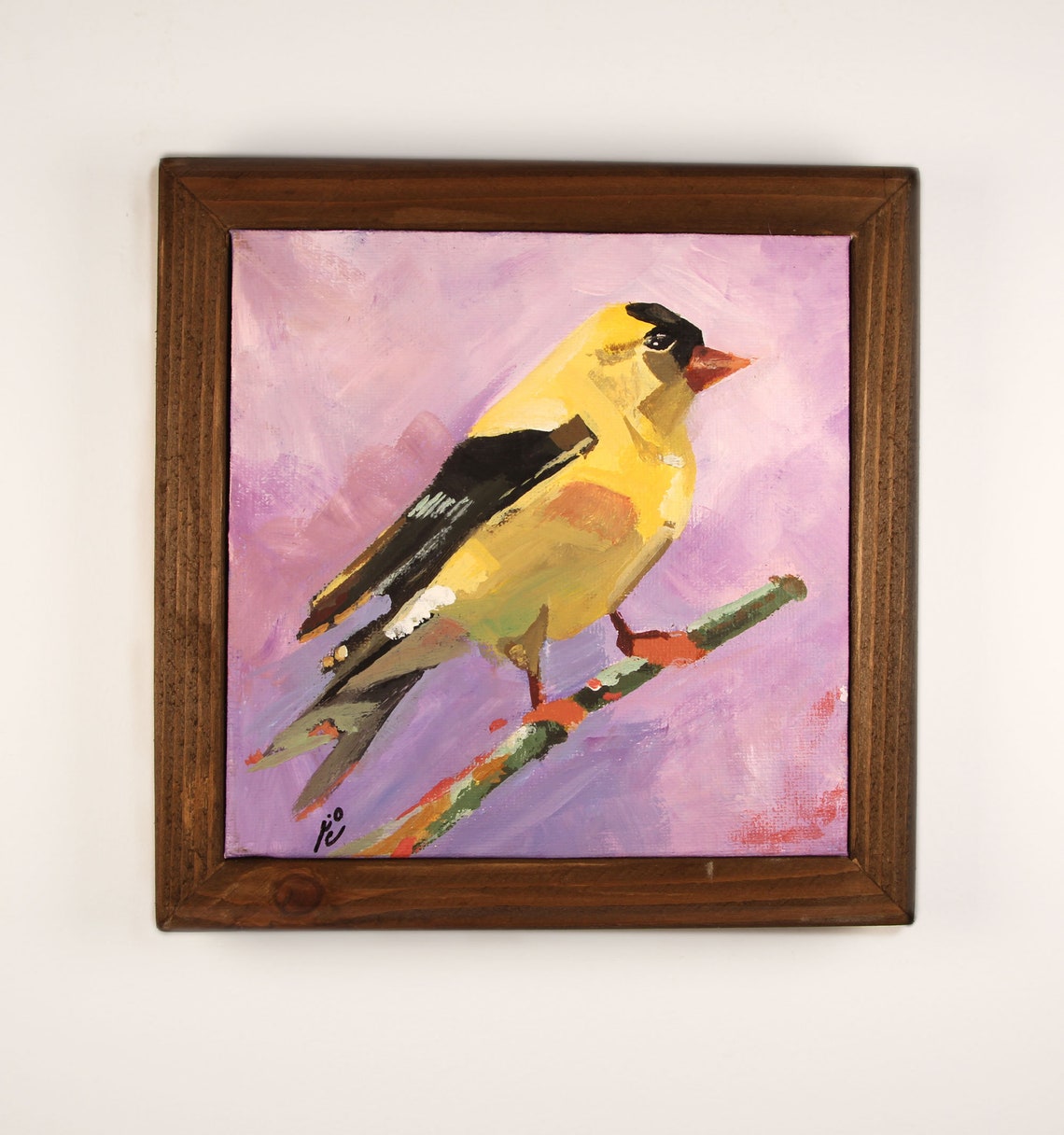 Original painting Yellow finch bird 0028 | Etsy