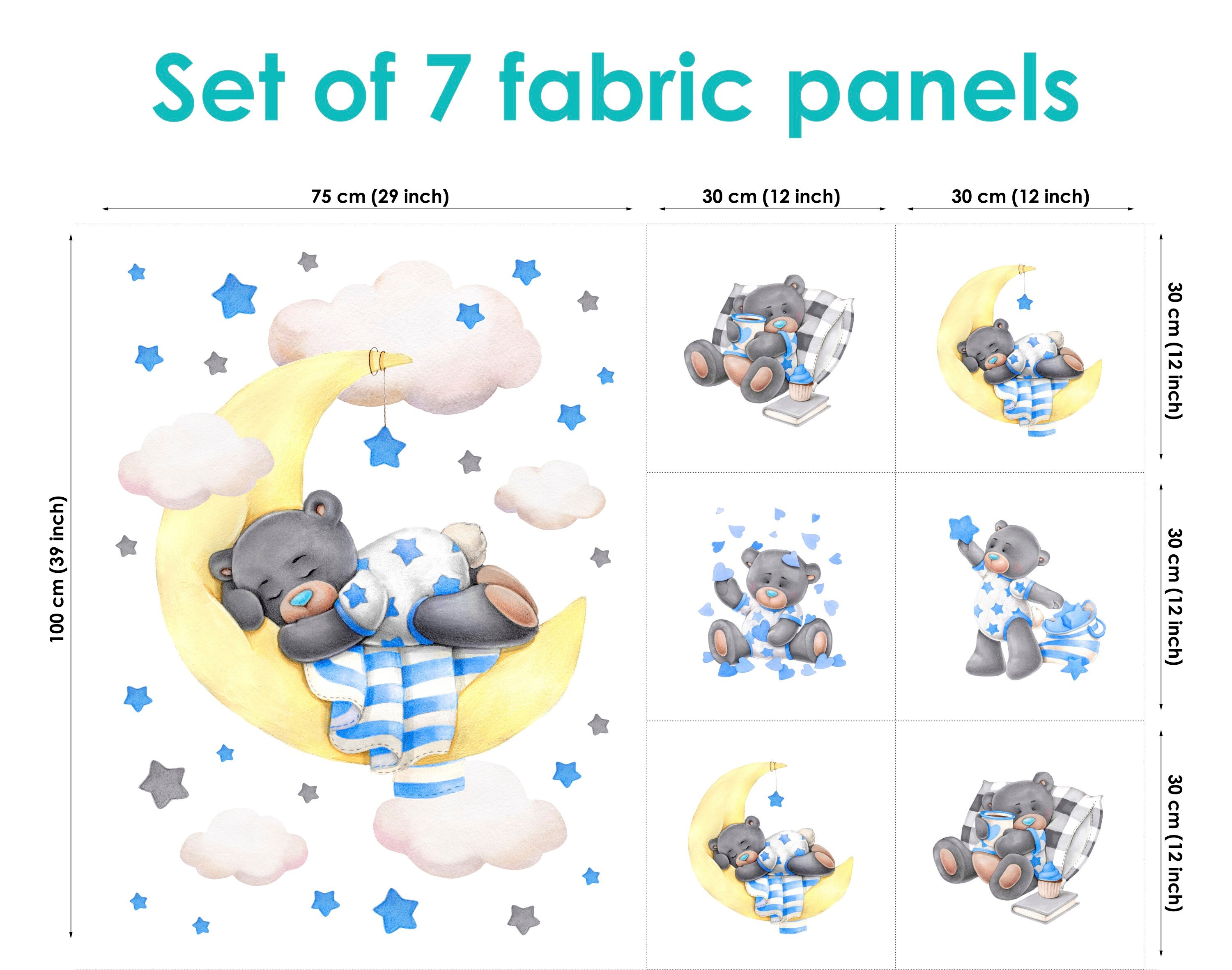 Cute Bear Set of 7 Fabric Panels Quilting Fabric Set Sewing - Etsy